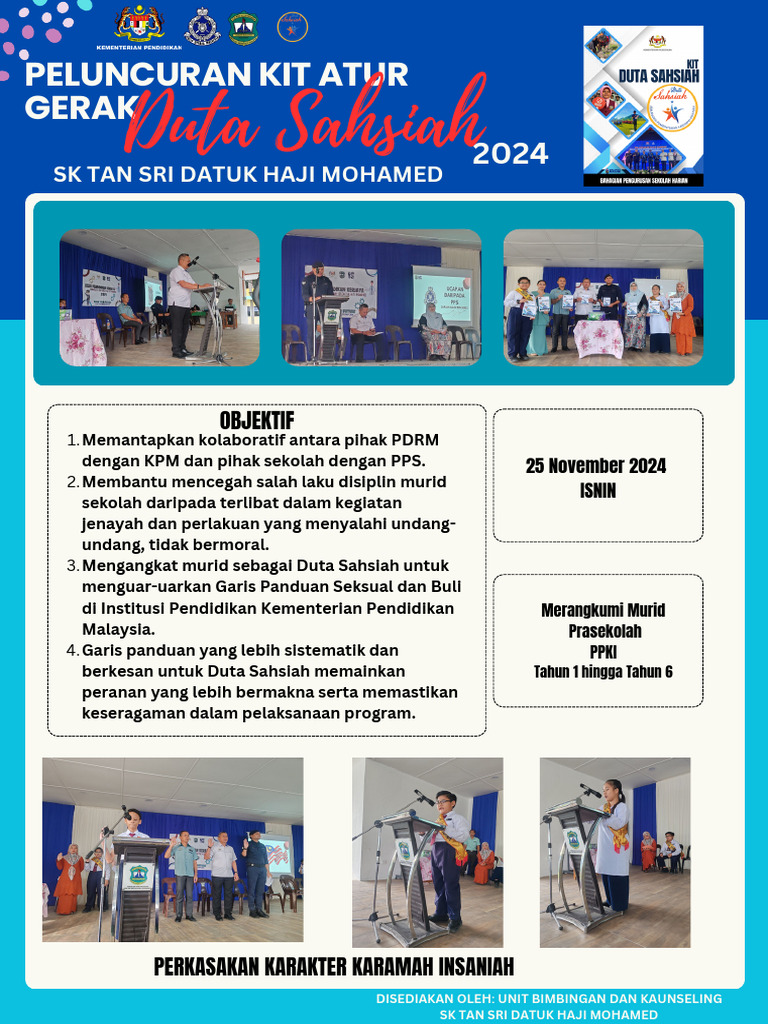 Opr Majlis Peluncuran Kit Atur Duta Sahsiah 2024 | PDF