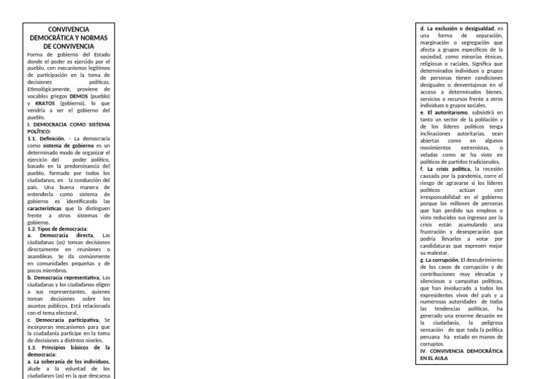 Texto Convivencia Democratica | PDF | Democracia | Ideologías políticas