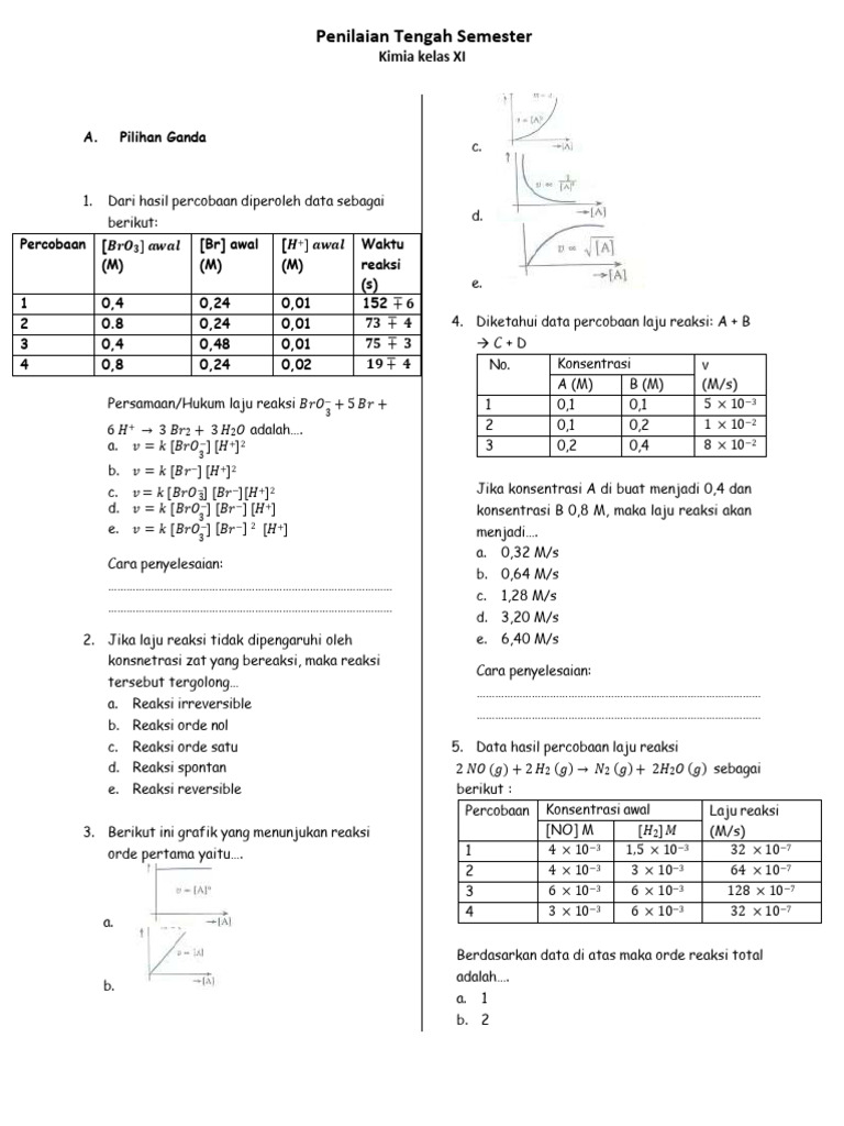 PTS Kimia Kelas XI Smester 2 | PDF