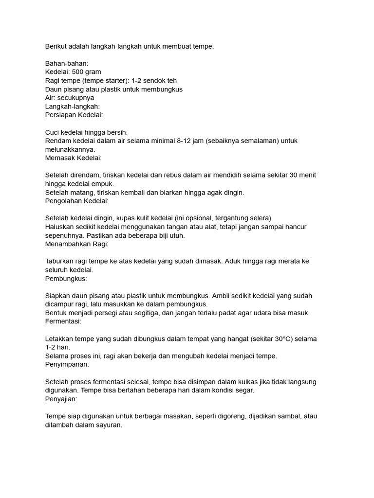 Cara Membuat Tempe | PDF
