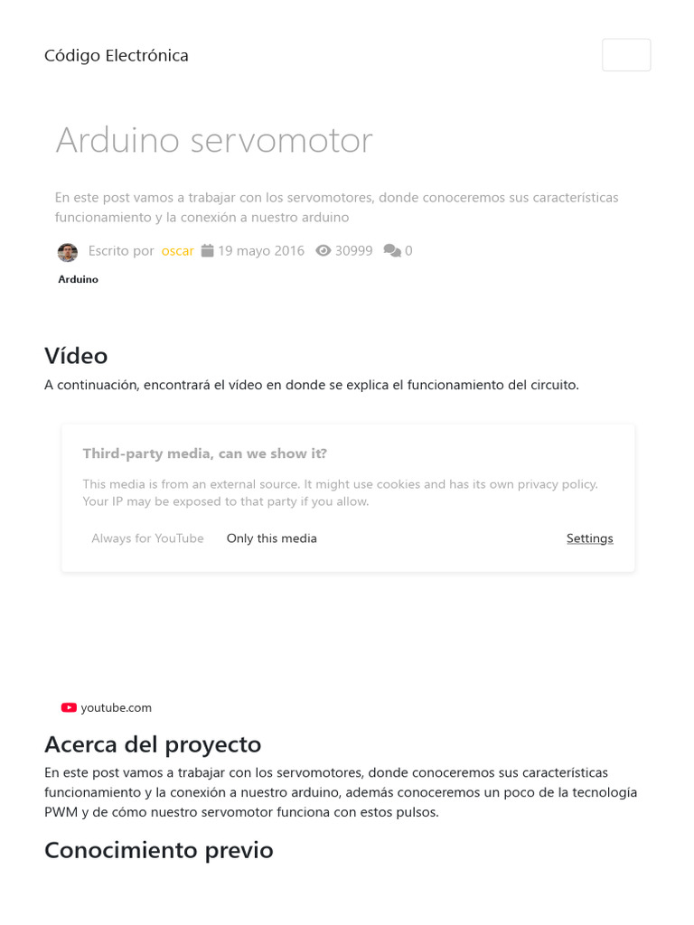 Arduino Servomotor - CodigoElectronica | PDF | Arduino | Ingeniería ...