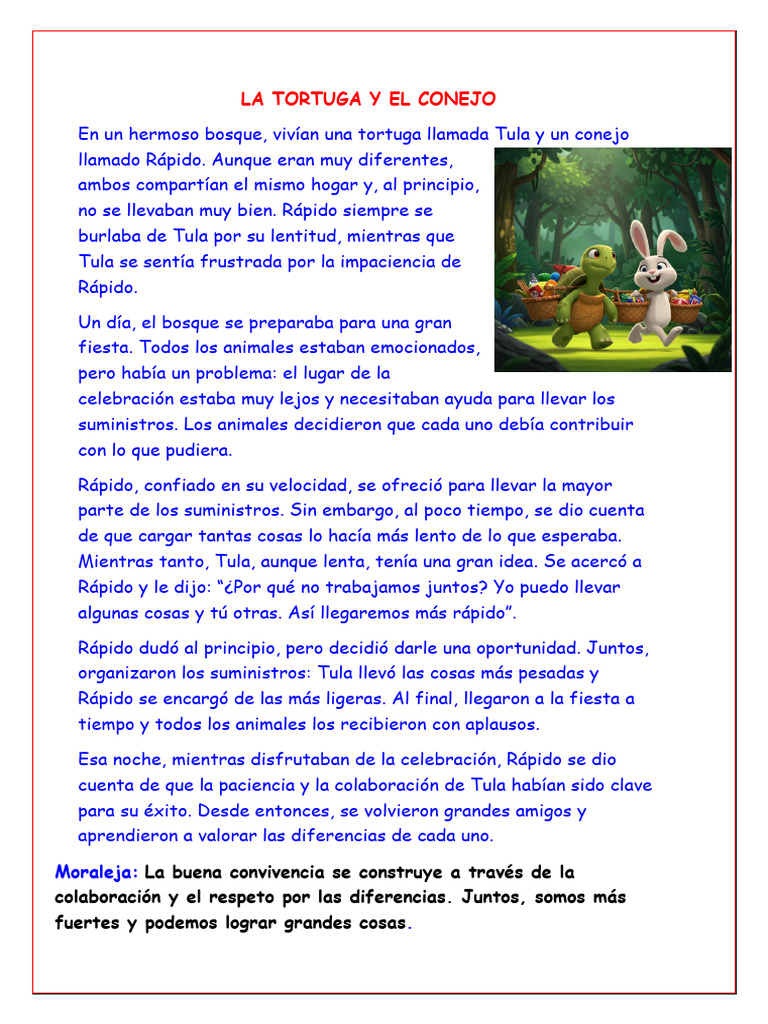 La Tortuga Y El Conejo Fabula 555555 Pdf
