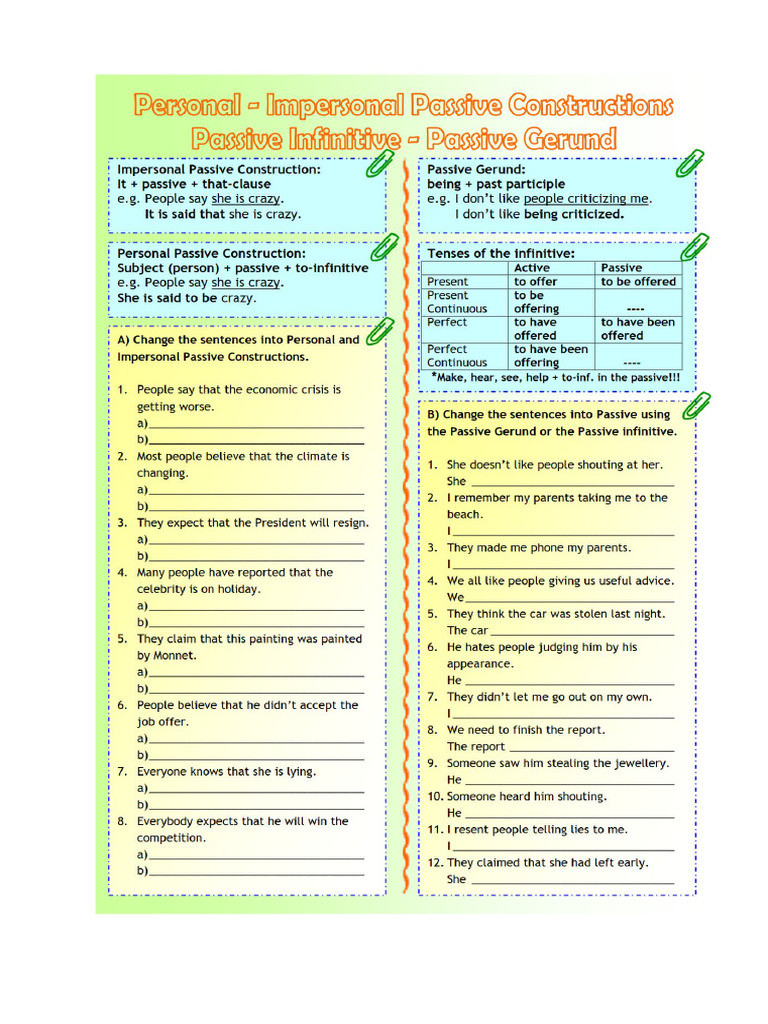 W2 Impersonal Passive Construction | PDF