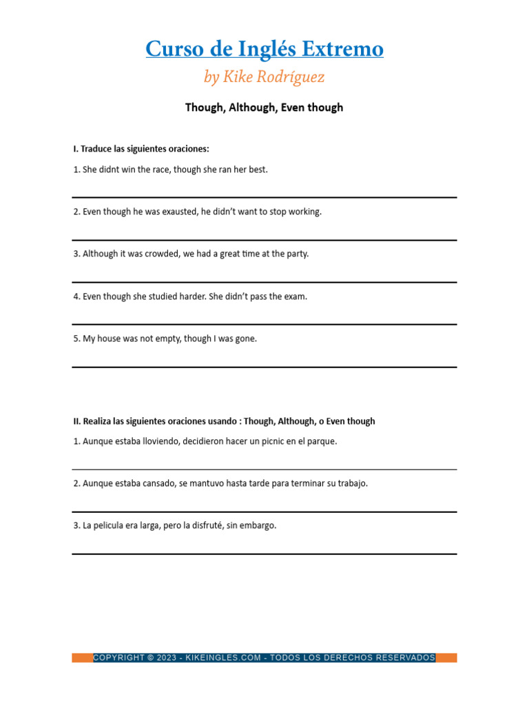 Though, Although, Even Though | PDF