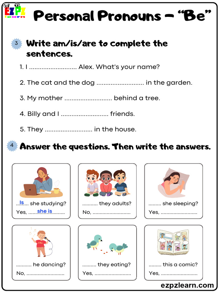 Personal Pronouns Write Am Is Are To Complete The Sentences-Extracted | PDF