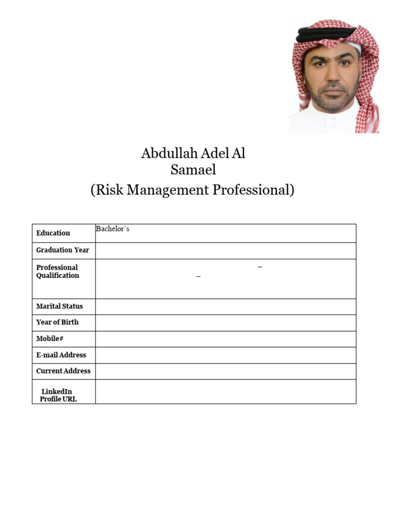 Abdullah Adel Al Samael - Risk Management Professional | PDF | Risk | Risk Management