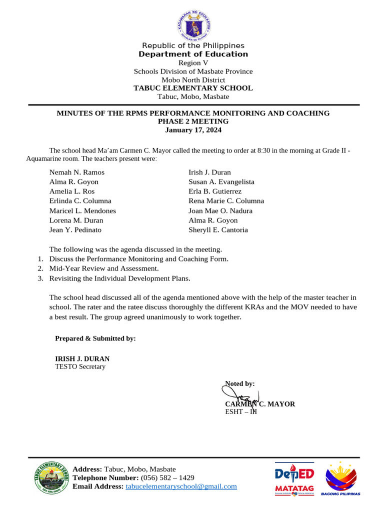 RPMS Phase 2 Minutes | PDF