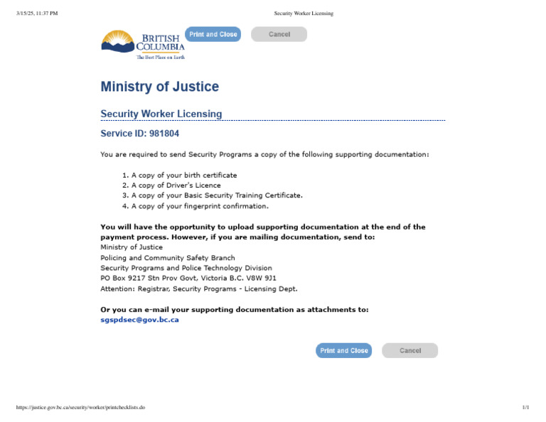 Security Worker Licensing Checklist | PDF
