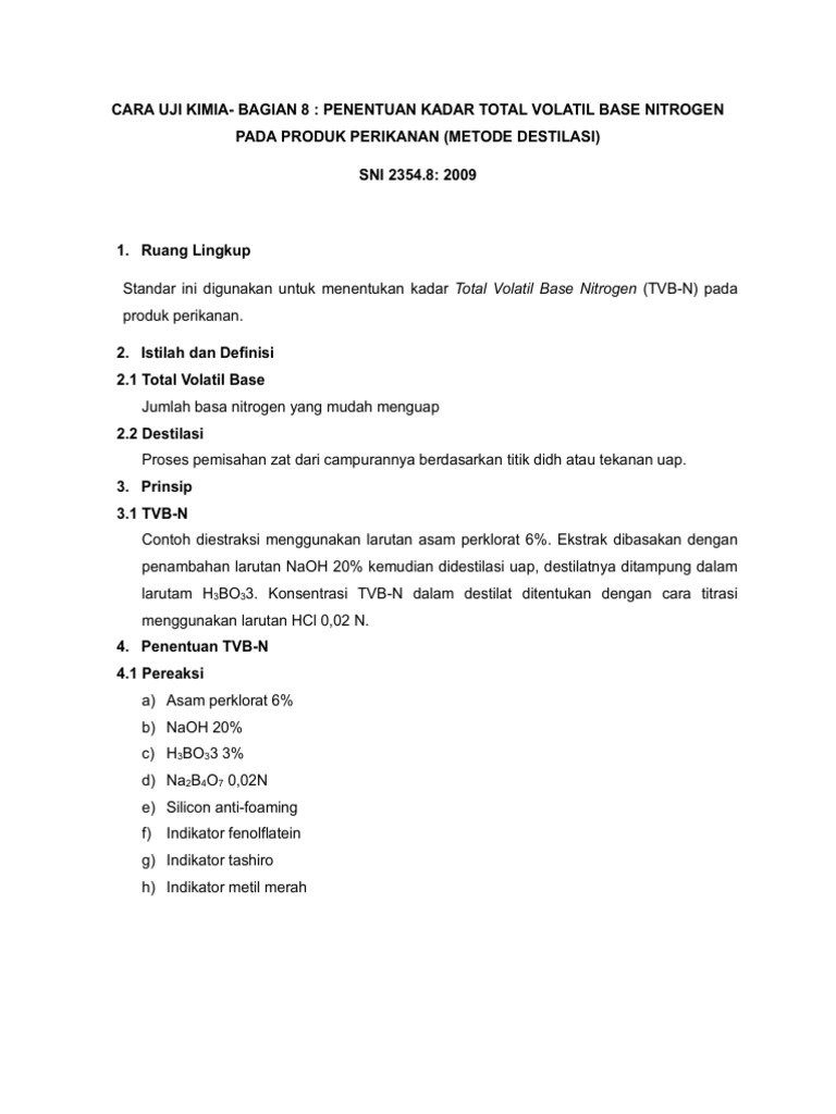 Uji TVB-N Metode Destilasi Dan Conway-Flat | PDF