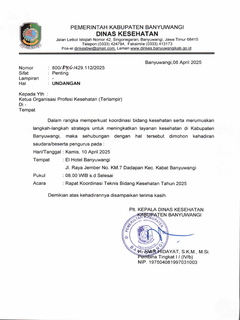 Surat Undangan - Organisasi Profesi Kesehatan | PDF