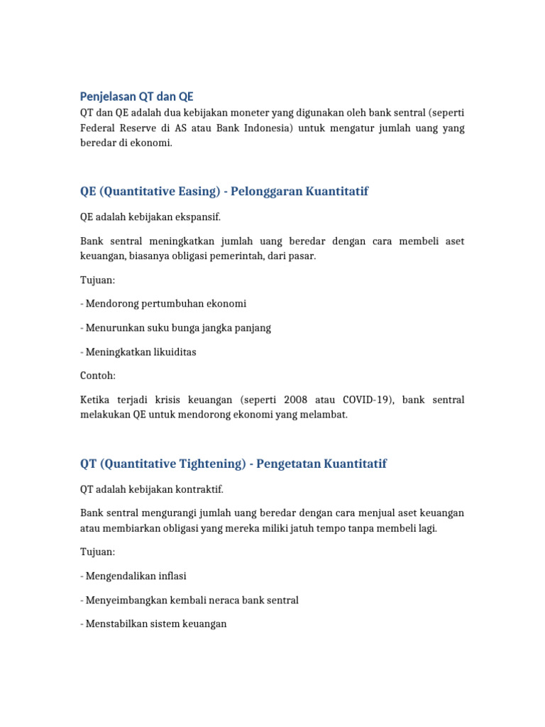 Penjelasan QT Dan QE | PDF