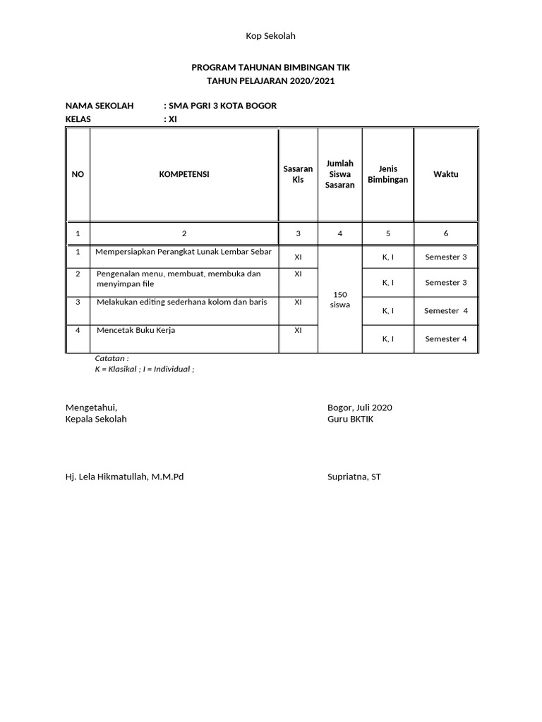 Format Fix Prota SMA - SMK | PDF