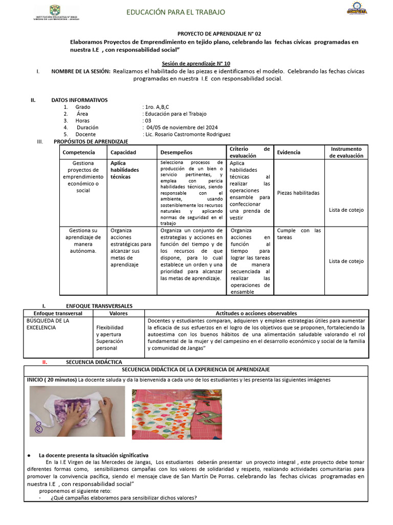Sesión 10 - 2°EPT 2024 | PDF | Aprendizaje | Evaluación