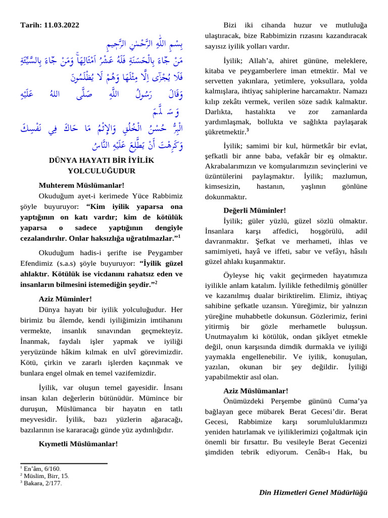 Dnya Hayat Bir Yilik Yolculuudur | PDF