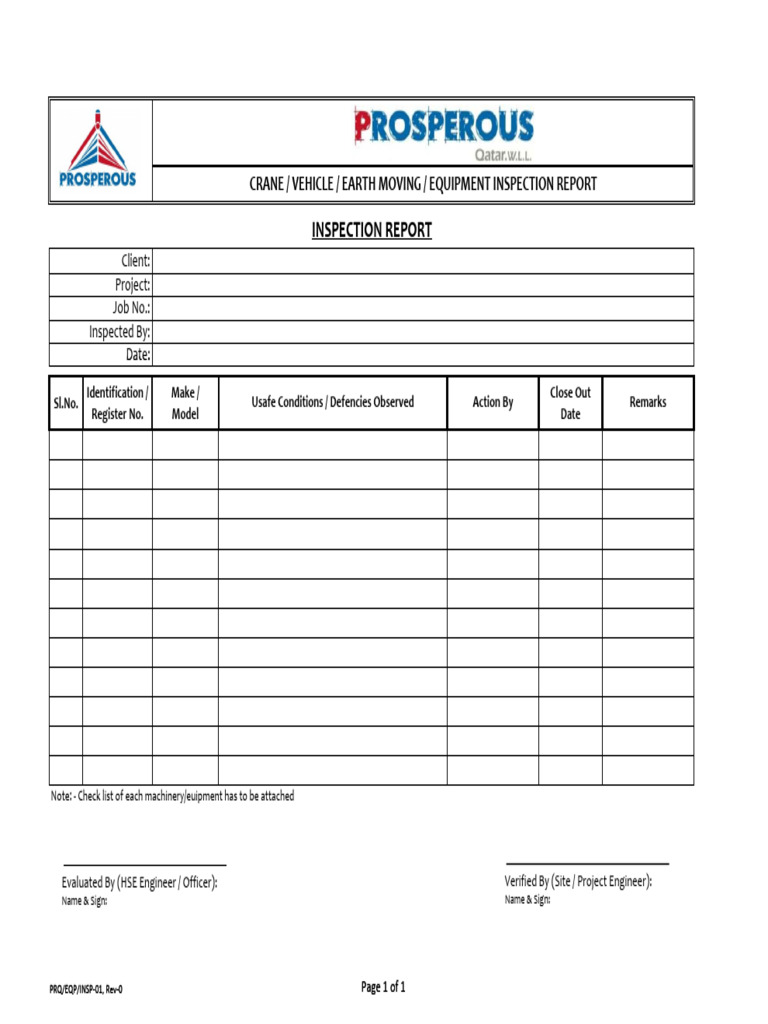 Equipment Inspection Report Summary | PDF | Vehicles | Automotive ...