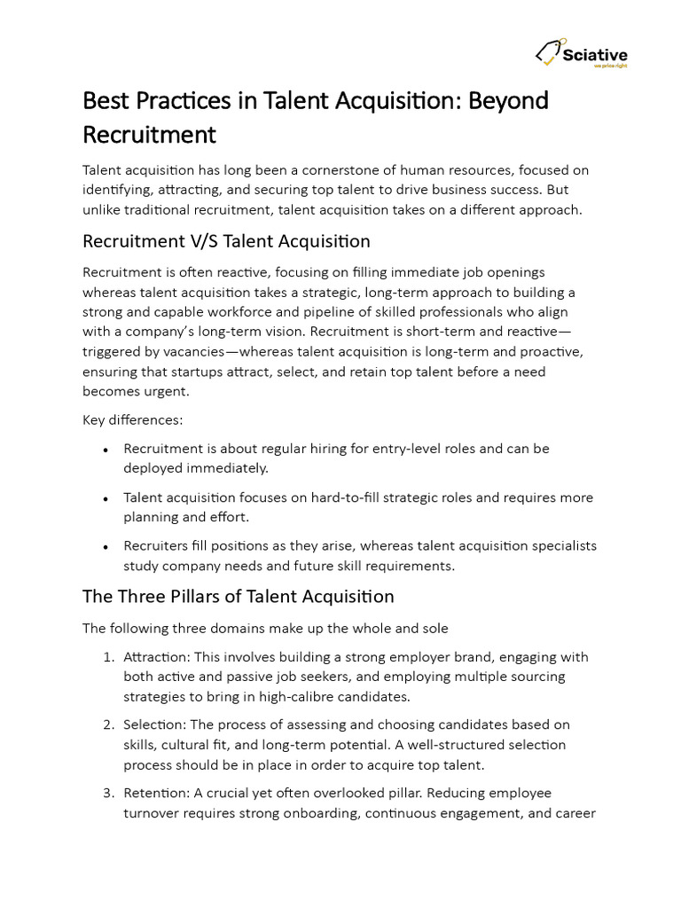 Best Practices in Talent Acquisition | PDF | Recruitment | Employee ...