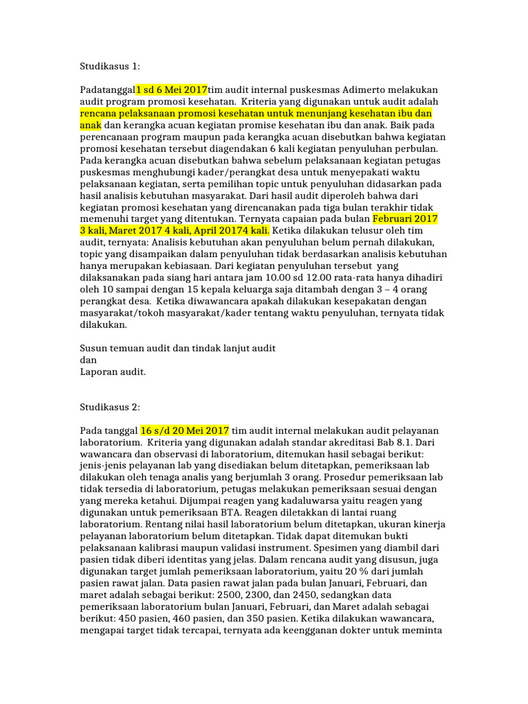 Studi kasus audit internal | PDF