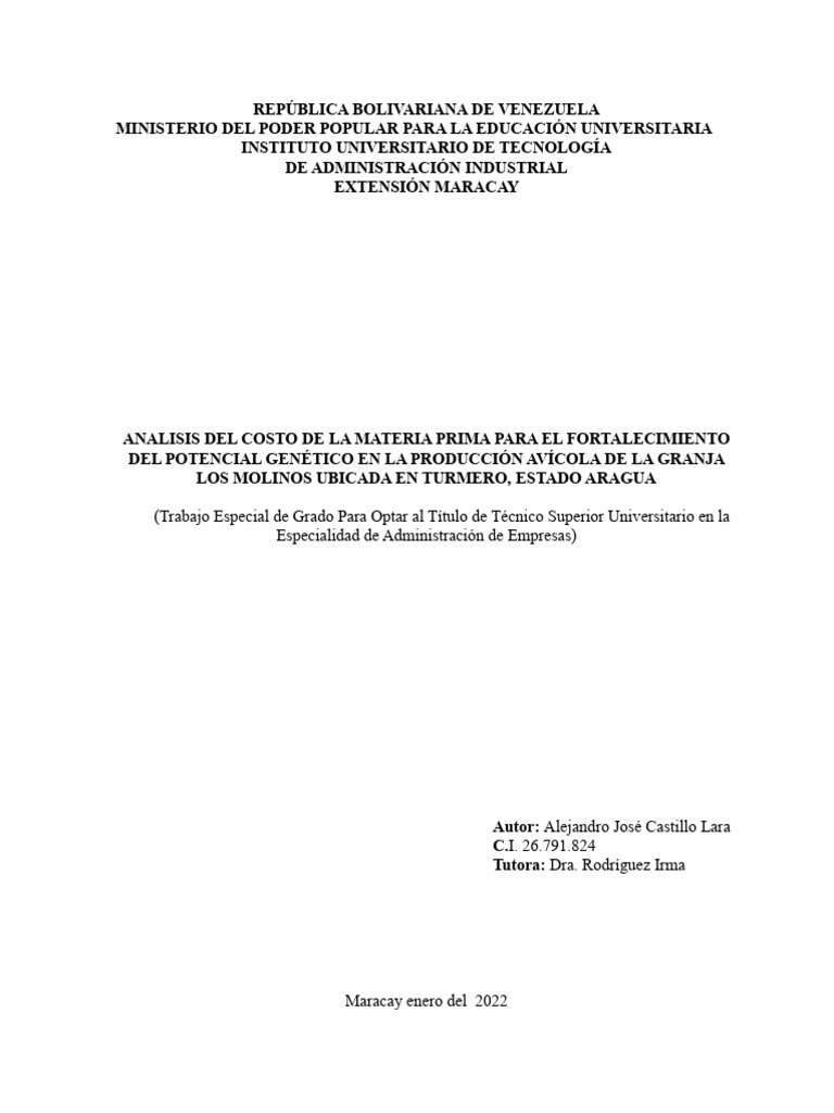 TEG Final 2021 III Alejandro Castillo | PDF | Costo | Business