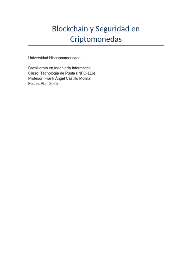 Blockchain y Seguridad Criptomonedas ORIGINAL | PDF
