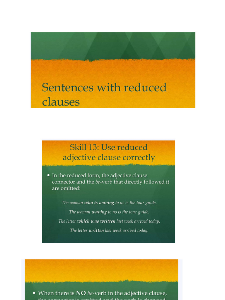 Sentence With A Reduced Clause | PDF