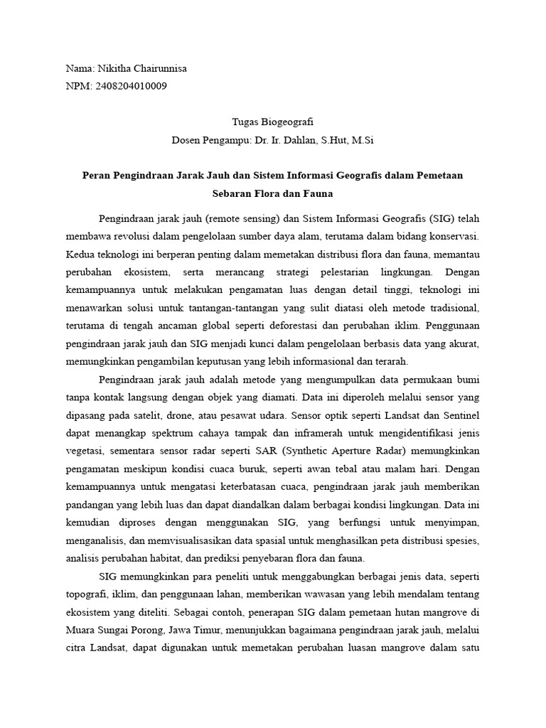 Nikitha Chairunnisa - 2408204010009 - Tugas Tulisan Biogeo | PDF