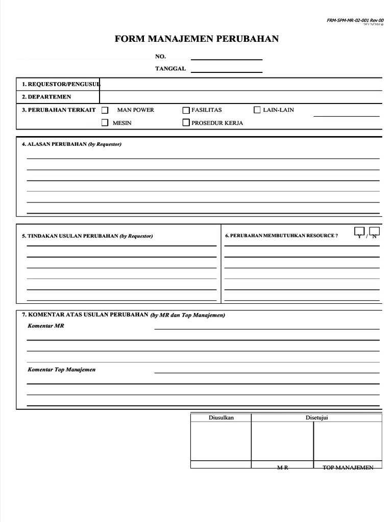 PDF FRM SPM MR 02 001 Form Manajemen Perubahan - Compress | PDF
