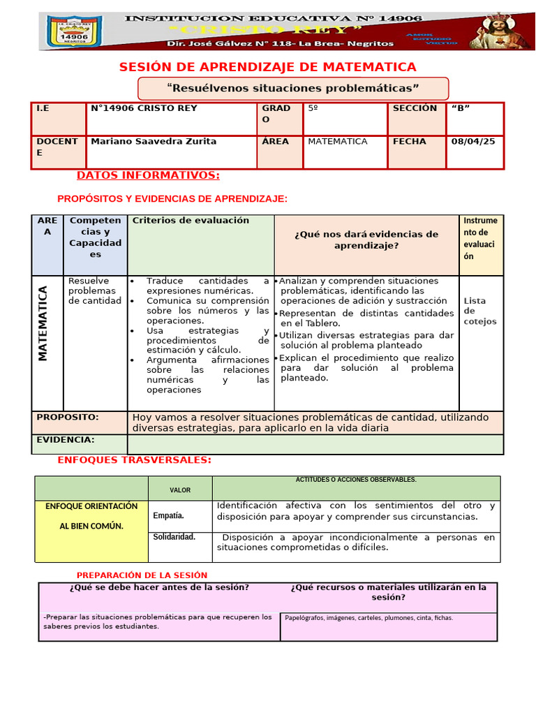 MATEMATICA 12 ABRIL | PDF | Aprendizaje | Matemáticas