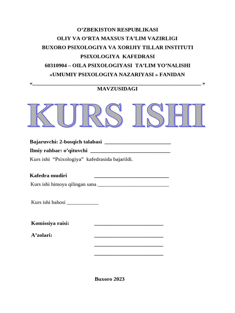kurs ishi Maftuna | PDF