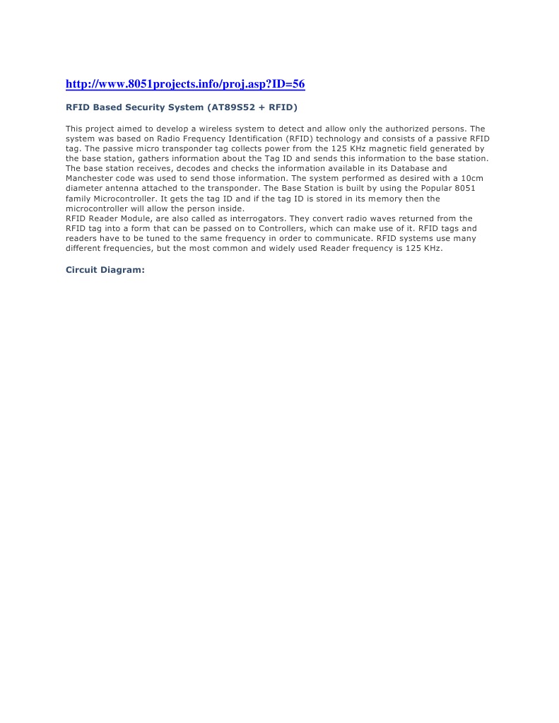 RFID Based Security System (AT89S52 + RFID) | PDF | Radio Frequency Identification | Microcontroller