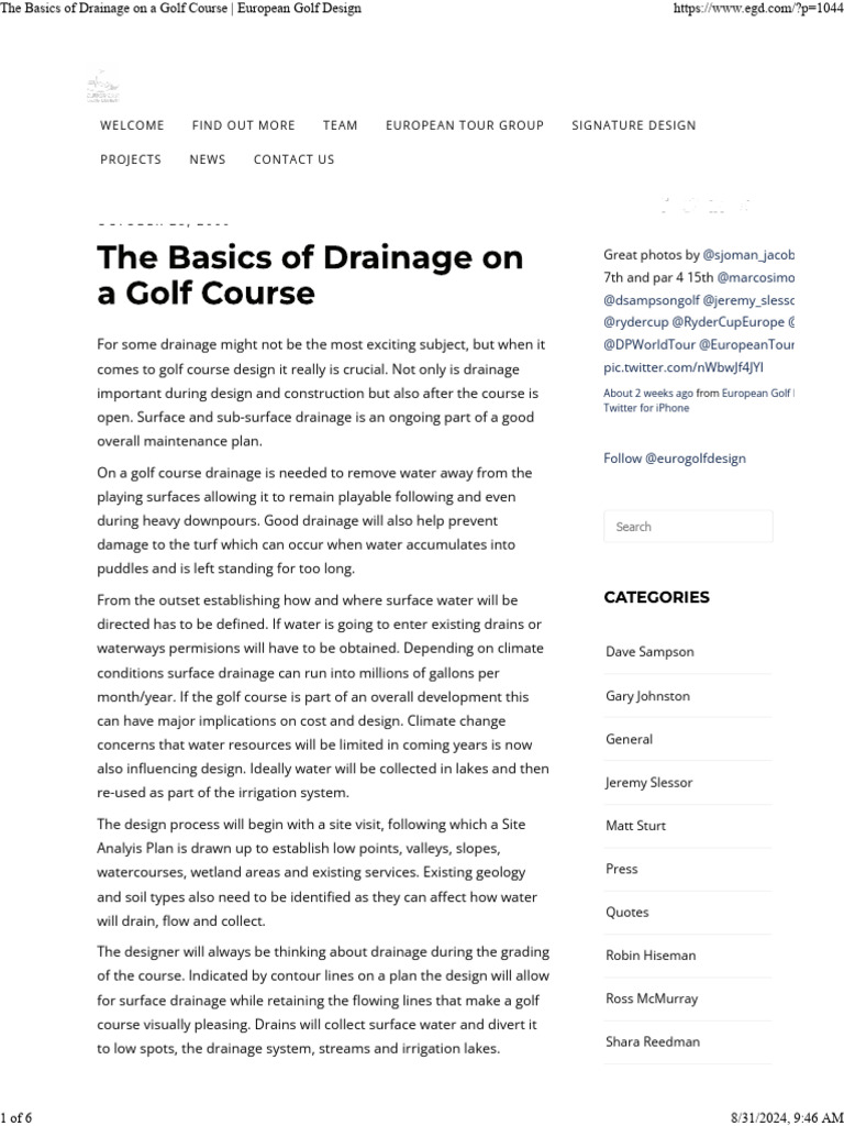 The Basics of Drainage On A Golf Course - European Golf Design | PDF ...