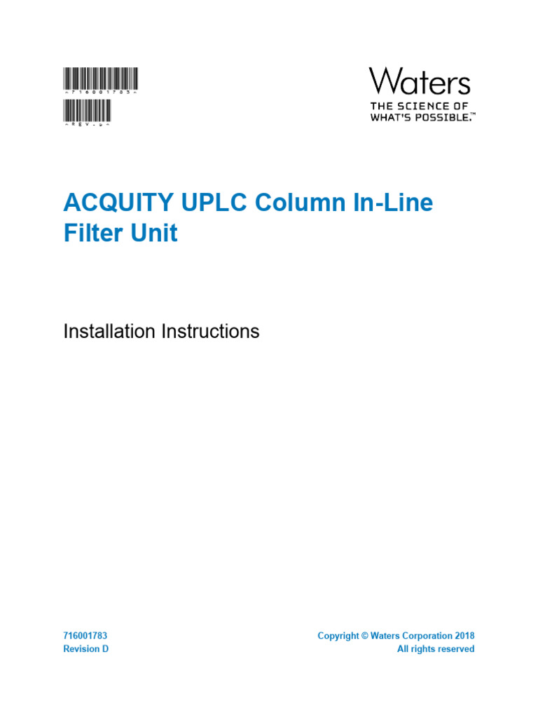 ACQUITY UPLC Filter Unit Installation Guide | PDF | Nut (Hardware)