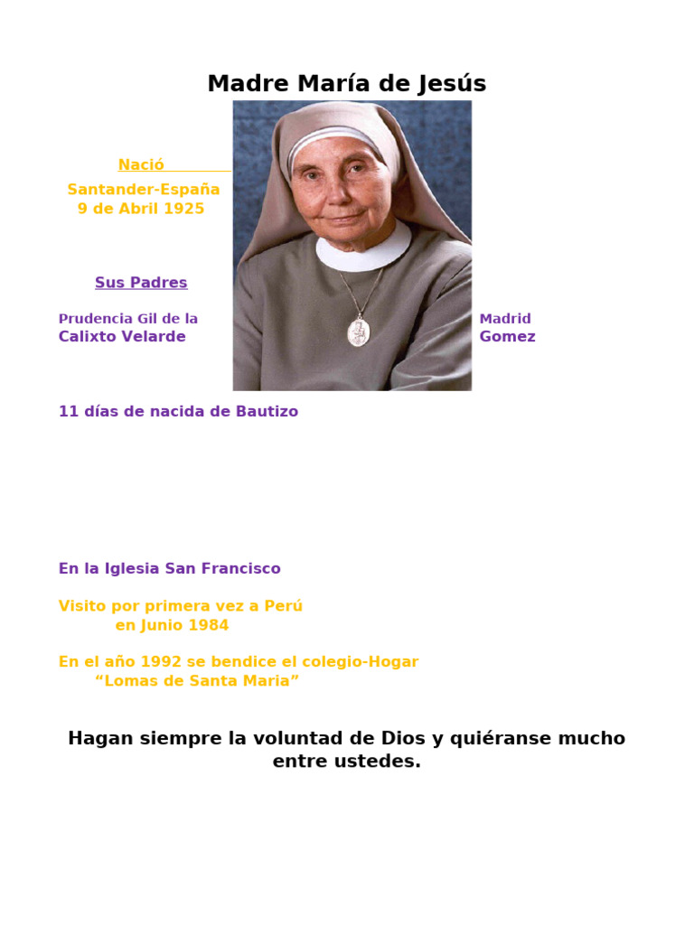 Madre Maria de Jesus Velarde | PDF