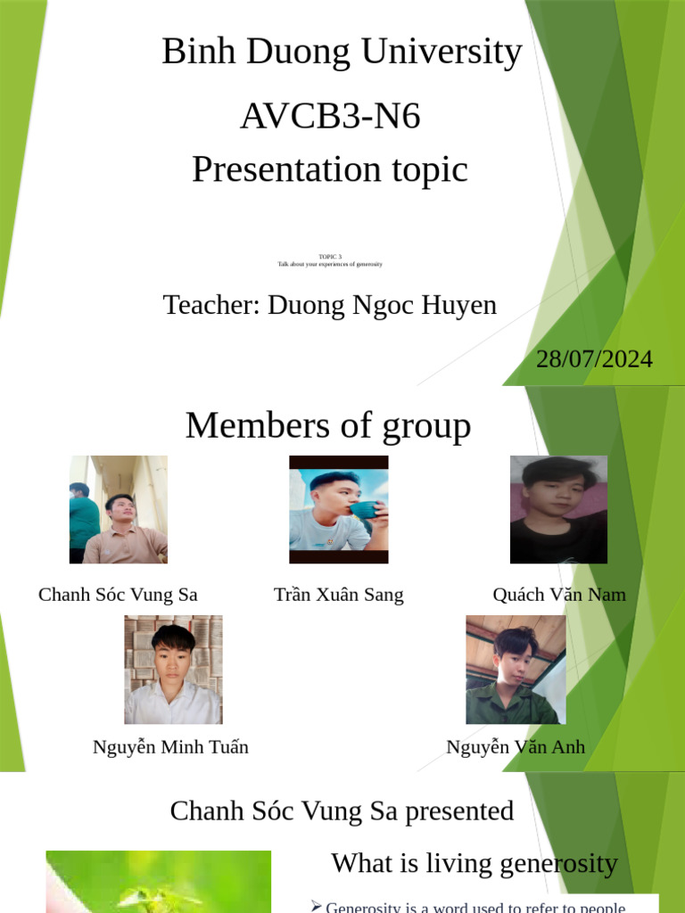 Thuyết trình AVCB3-N6 | PDF | Generosity | Virtue