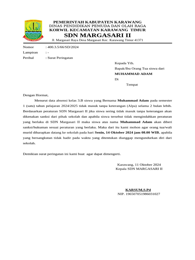 Surat Peringatan | PDF