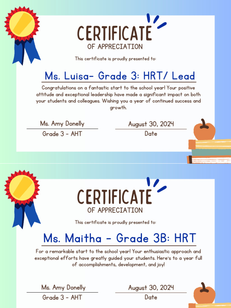 Grade 3 - Certificate of Appreciation | PDF