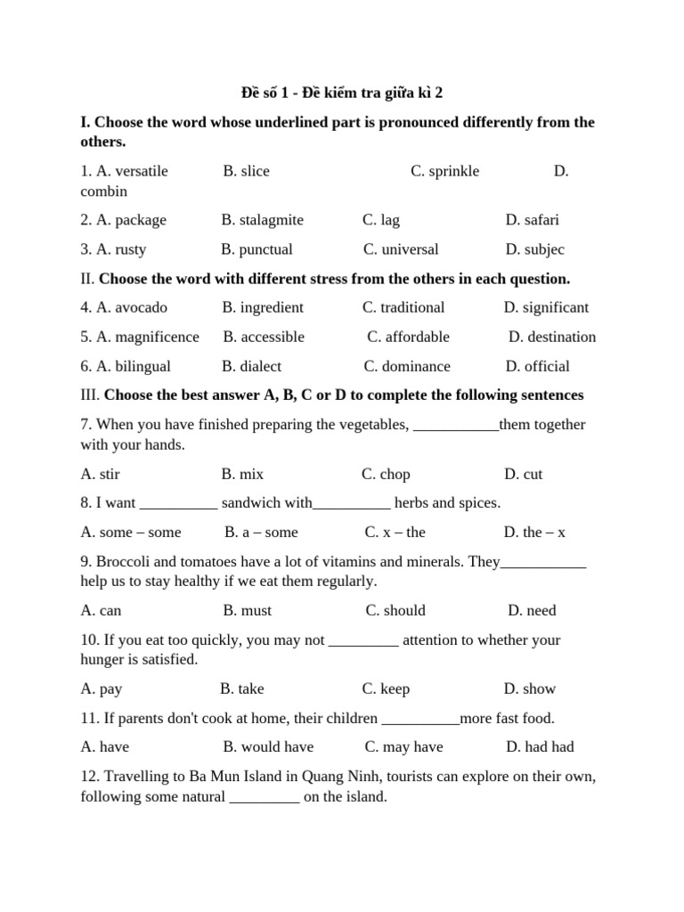 Midterm Exam Paper - English Language Skills | PDF | Insects