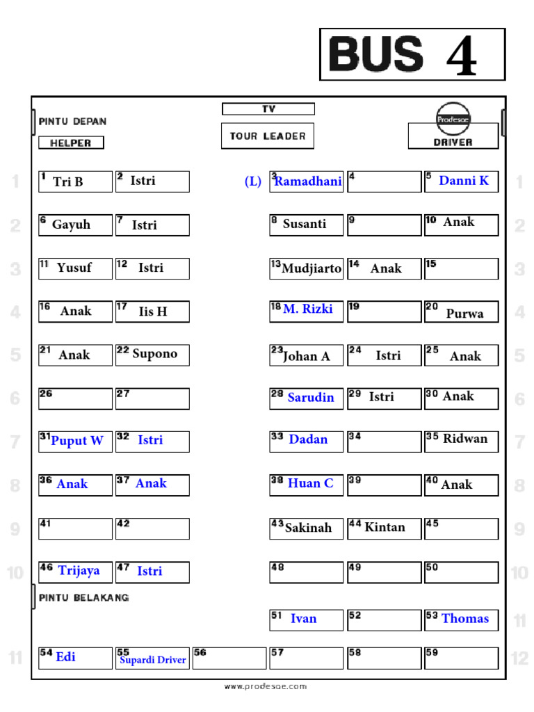 Denah Kursi BUS 4 | PDF