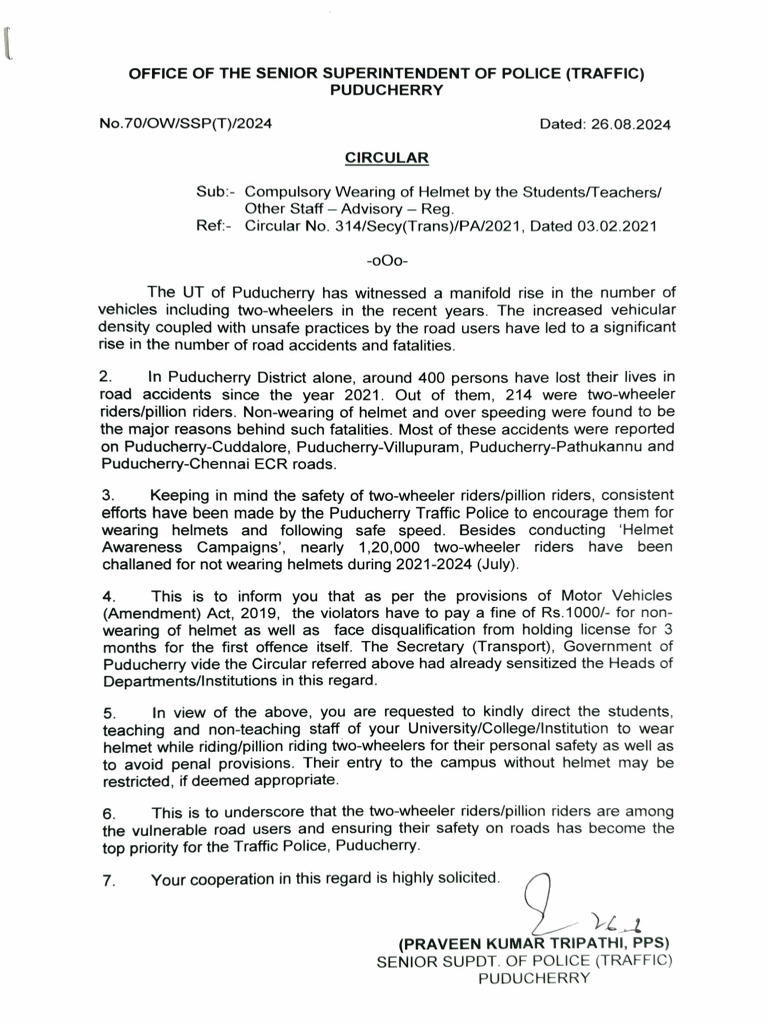 Compulsory helmet - College students | PDF