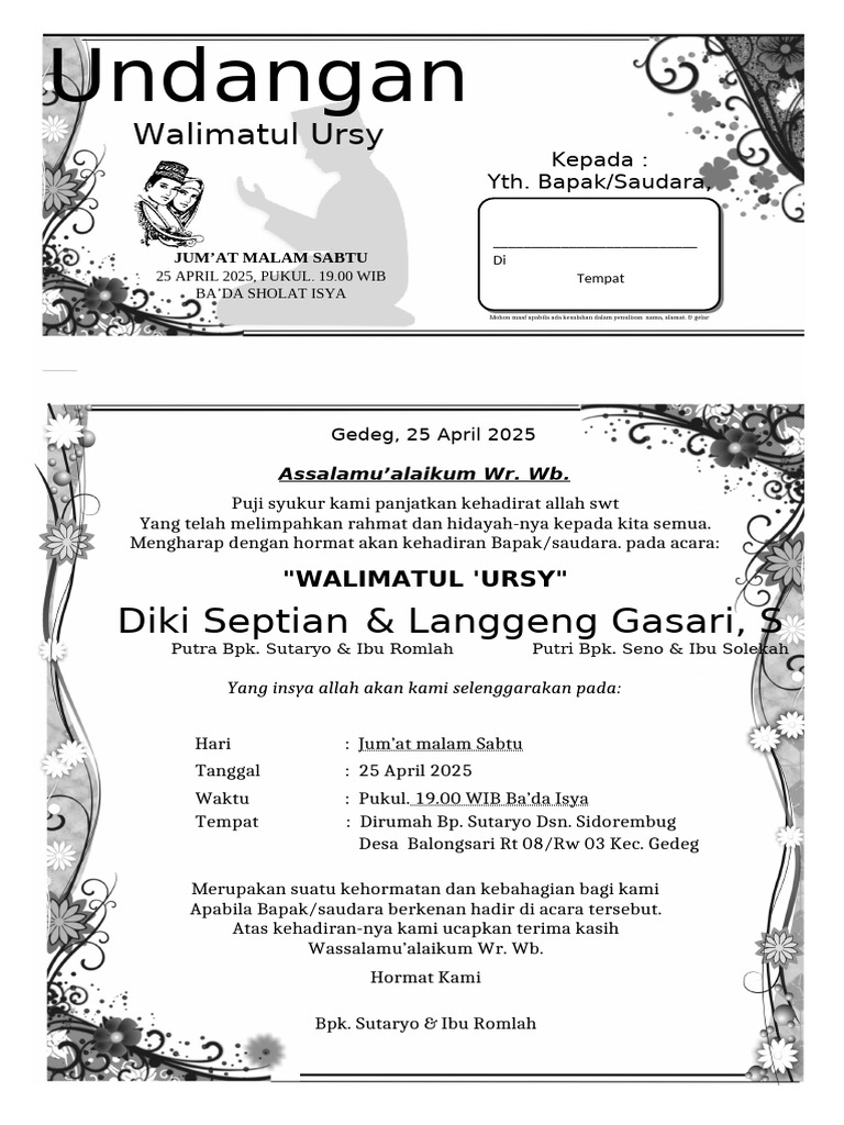 U32 Undangan Walimatul Ursy New | PDF