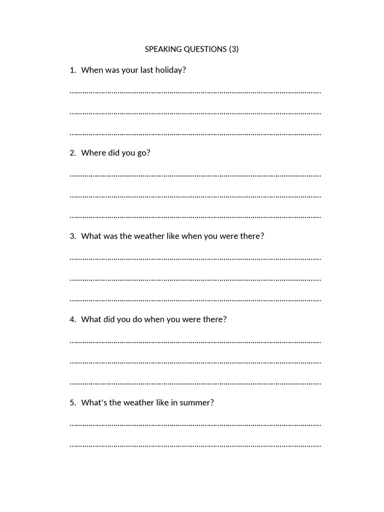 Flyers Speaking Questions | PDF