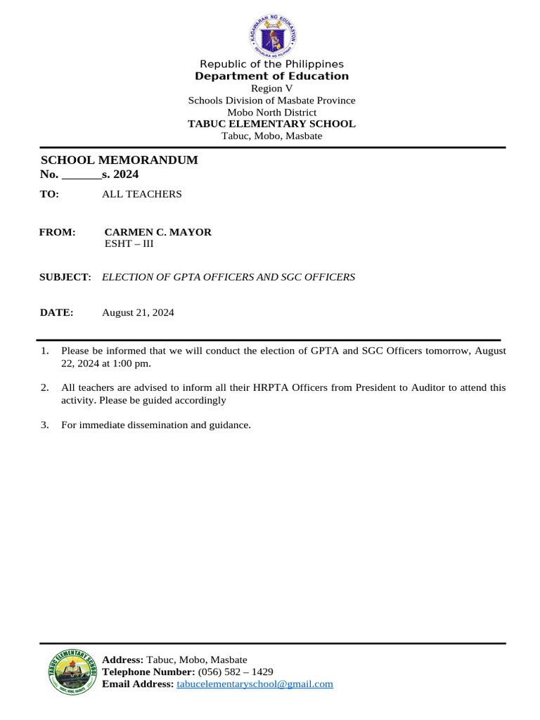 GPTA and SGC Officers Election Notice | PDF