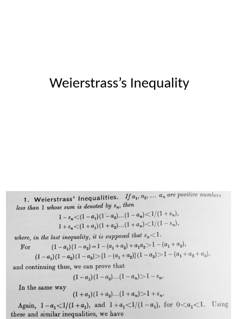 Weierstrass's Inequality | PDF