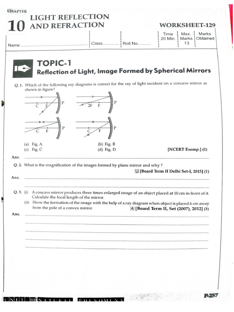 3.test Light Refraction and Reflection | PDF