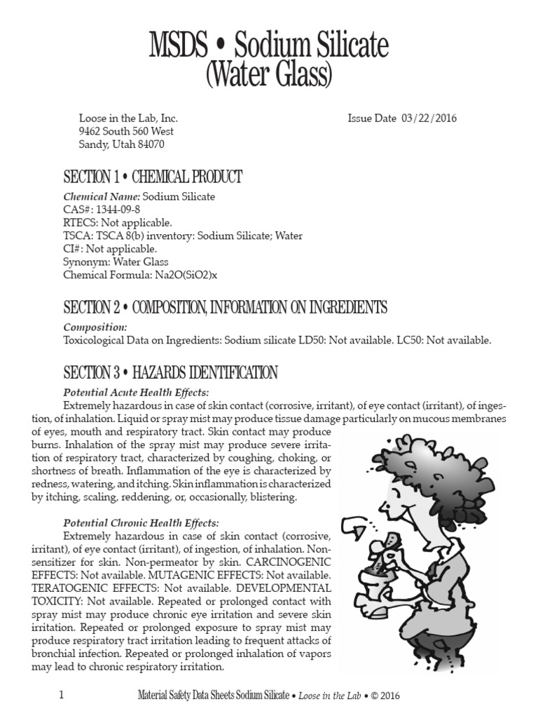 MSDS For Water-Glass Grout | PDF | Water | Toxicity