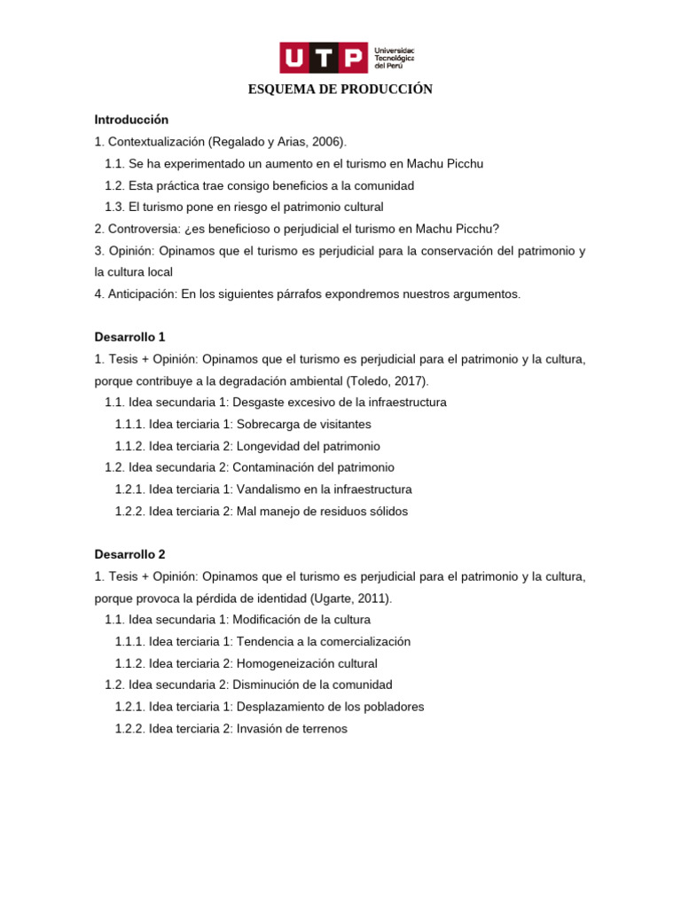 Examen Final Esquema Produccion | PDF | Turismo