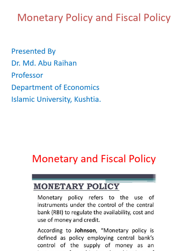 Monetary vs. Fiscal Policy Explained | PDF | Repurchase Agreement ...