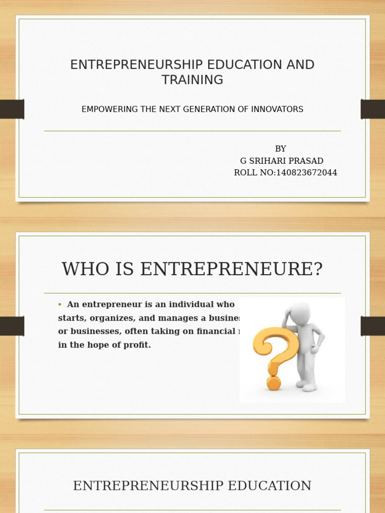 Entrepreneurship Education and Training | PDF | Entrepreneurship | Mindset