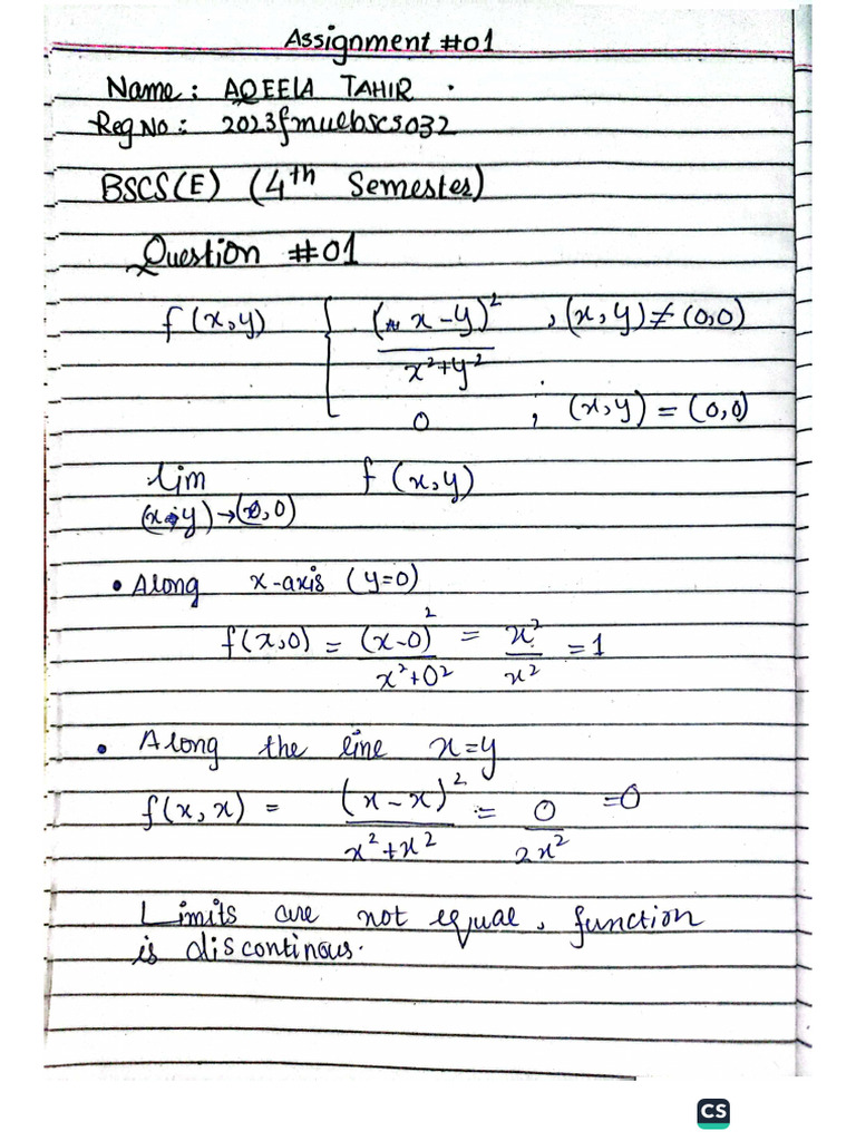 Multivariable Calculus Assignment 1 Roll No 032 | PDF