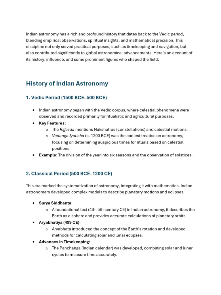 History of Indian Astronomy and Key Figures | PDF | Astronomy