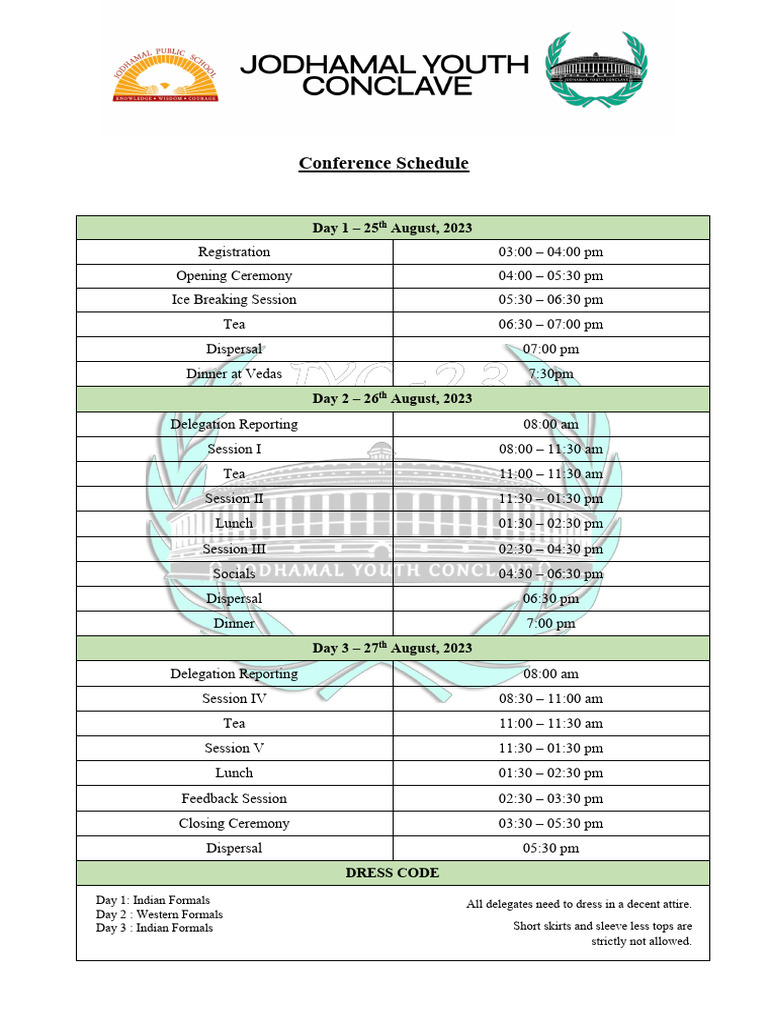 Conference Schedule and Dress Code | PDF | Dress Codes | Clothing